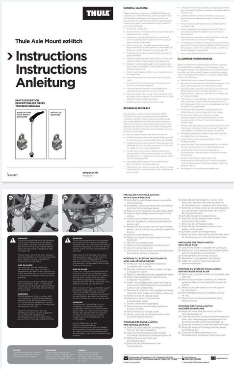 Thule Axle Mount ezHitch™ Cup Kupplung, neu und originalverp (Neu und originalverpackt) in ...