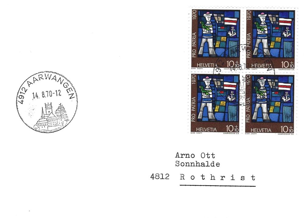 FDC Pro Patria Viererblock 1970 (Gebraucht) in Koblenz für CHF 0.5 – mit Lieferung auf Ricardo ...