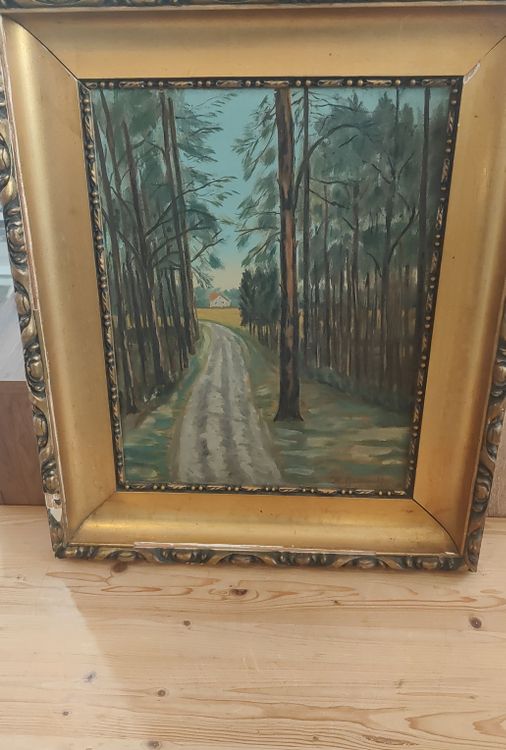 Gemälde: Waldweg, Öl auf Leinwand (Gebraucht) in Jeuss für CHF 10 – mit Lieferung auf Ricardo kaufen