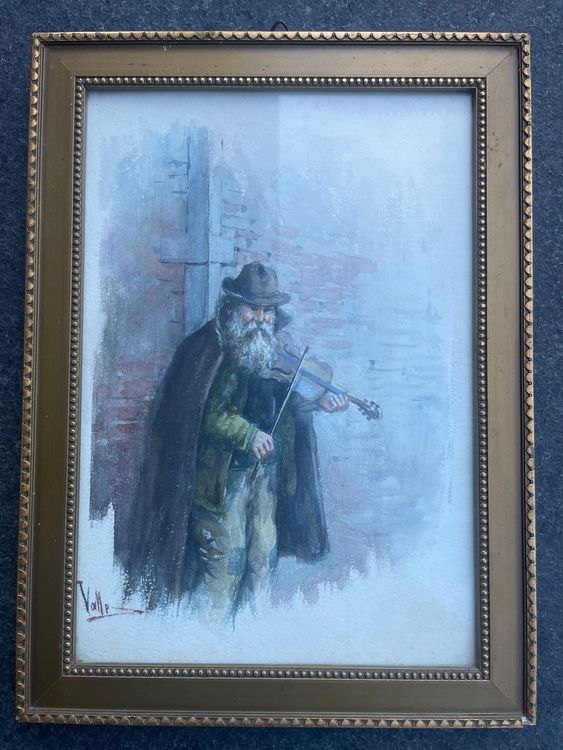 Antikes Aquarell, "Strassenmusiker", signiert, gerahmt (Gebraucht) in Plasselb für CHF 15 – mit ...