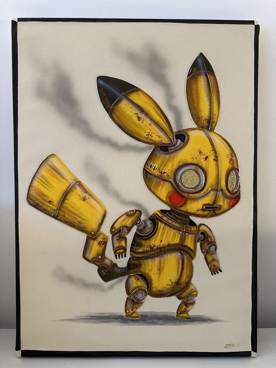 Pikachu Steampunk Gemälde Unikat Leinwand Kunst Pop Art sign (Neu ...