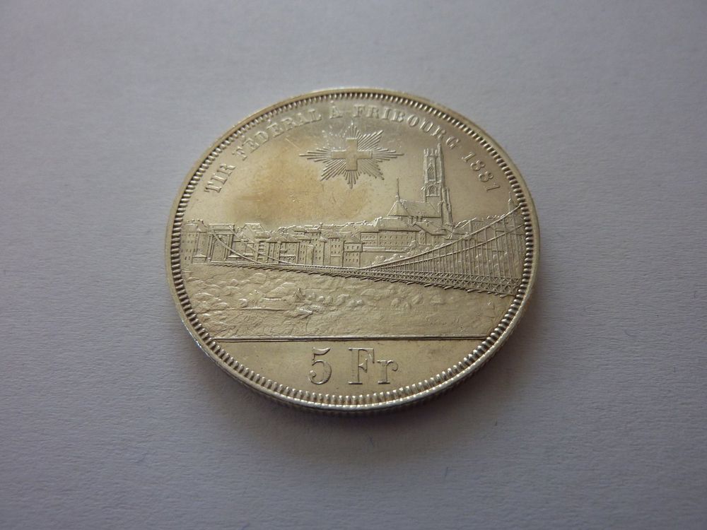Eidgenössischer Schützentaler : 5 Fr. Fribourg 1881, vorz. (Gebraucht) in Birrwil für CHF 69 ...
