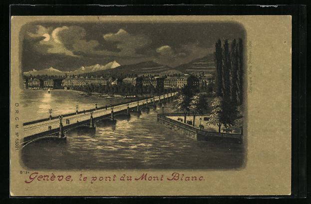 Mondschein-lithographie Genève, Le Pont | Kaufen Auf Ricardo