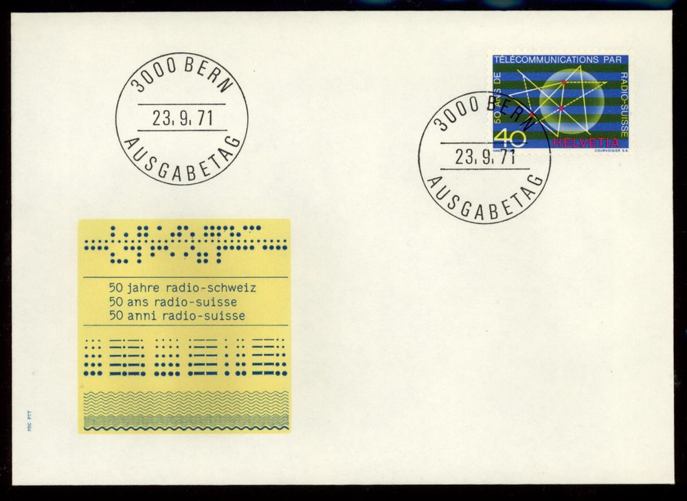 1971, FDC, Sondermarke 50 Jahre Radio Schweiz (Nr. 504) (Gebraucht) in Willisau für CHF 0.5 ...