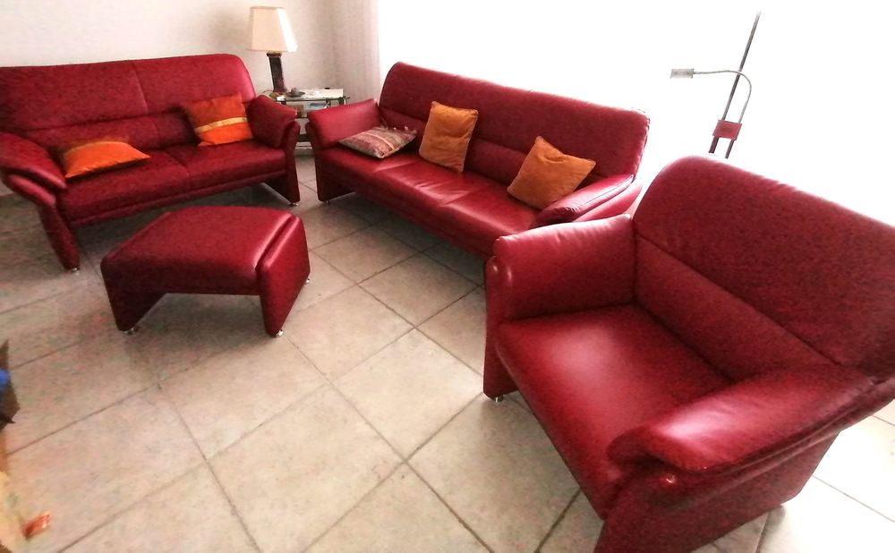 Polstergruppe Leder rot | Kaufen auf Ricardo