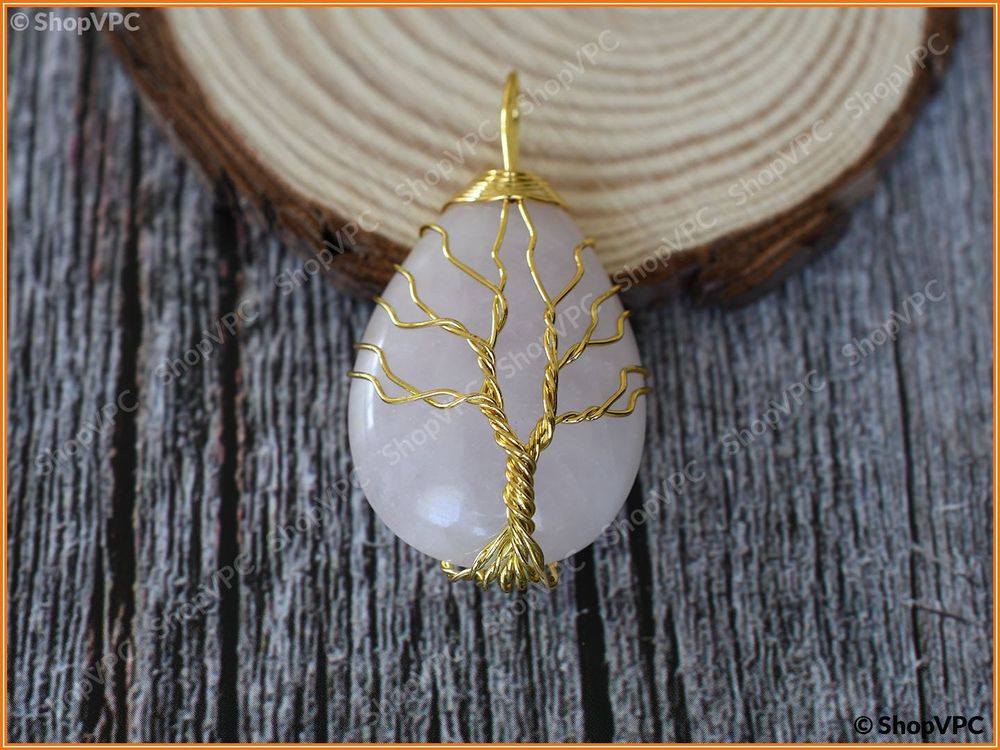 Anhänger aus Naturstein Baum des Lebens - Rosenquarz (Neu und originalverpackt) in Develier für ...