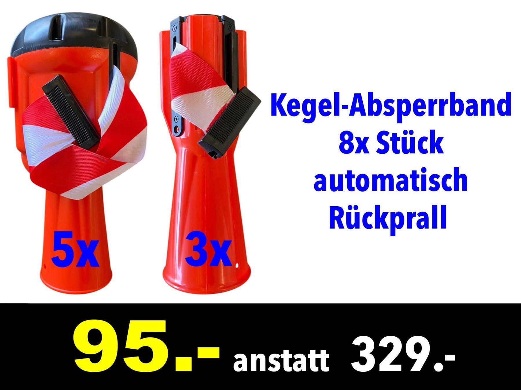 🔴 Kegel-Absperrband 8x Stück automatisch Rückprall /675x (Neu (gemäss ...