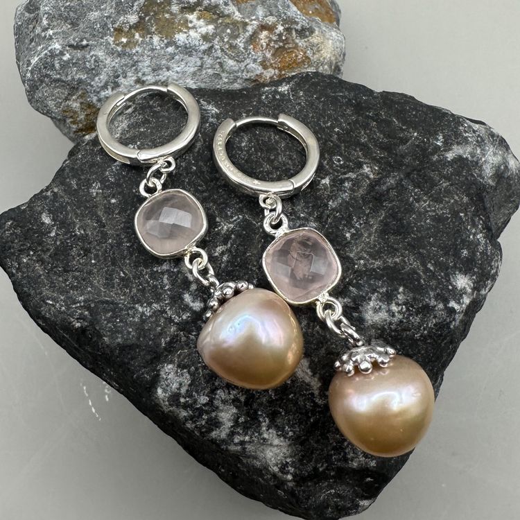 Perlen Statement Creolen Silber 925 Ag mit Rosenquarz (Neu (gemäss Beschreibung)) in Luzern für ...