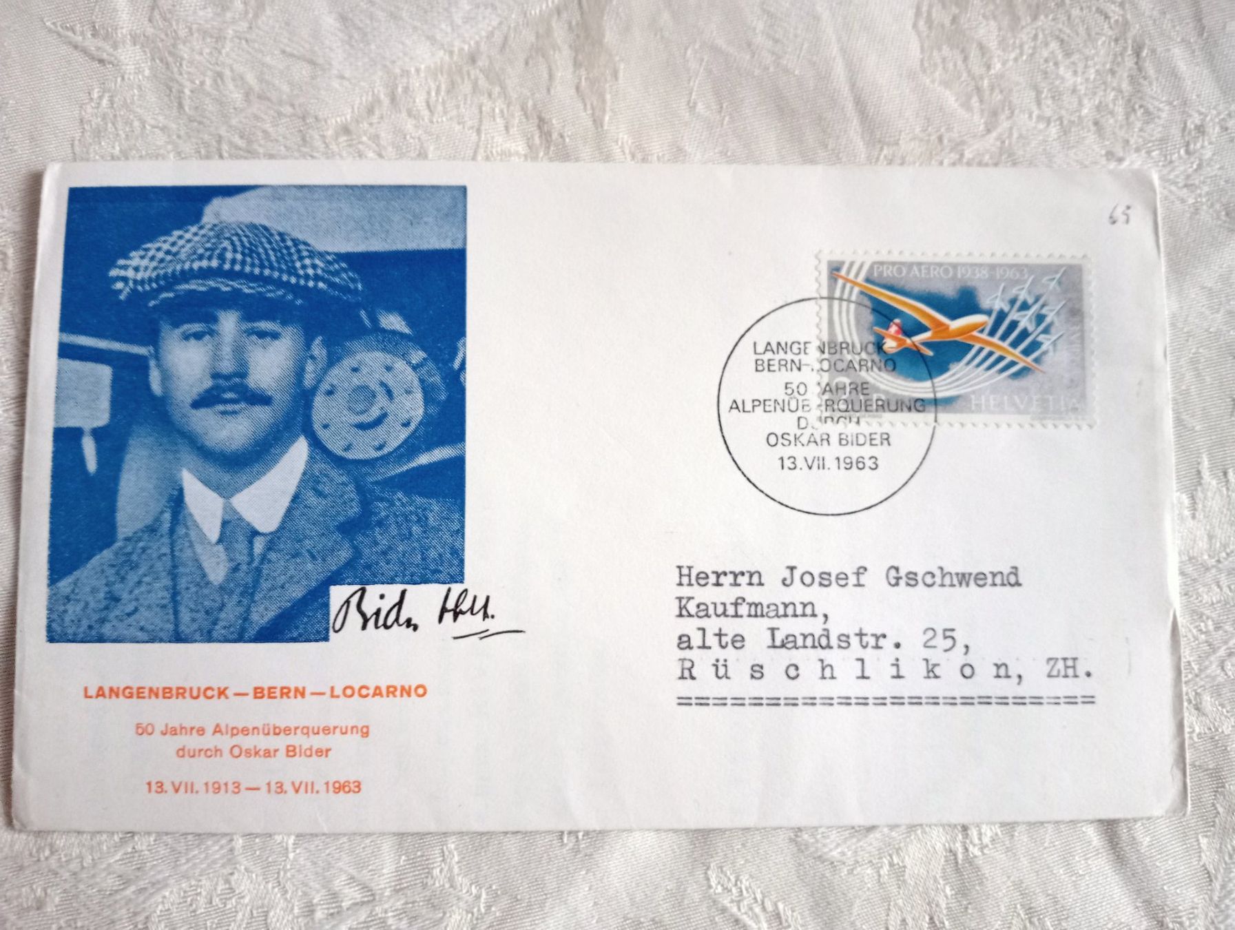 4 FDC Alpenüberquerung Oskar Bider Stempel 13.7.1963 - F46 (Gebraucht ...