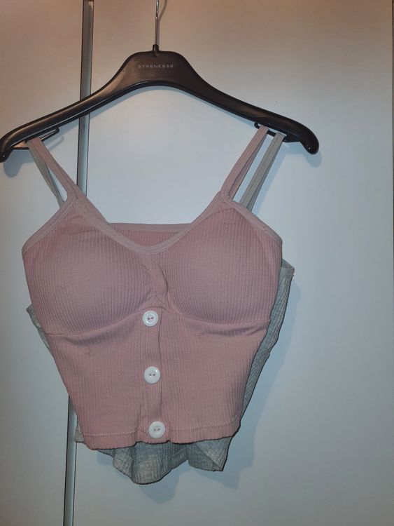 2 BH-Shirts Push Bras Bustier gepolstert Push-Ups Rosa Grau | Kaufen ...