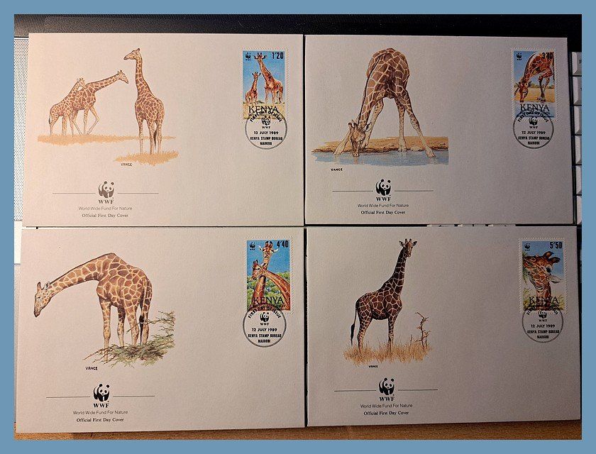 4 FDC WWF Reticulated Giraffe Kenya 1989 (Gebraucht) in Cernier für CHF 1.5 – mit Lieferung auf ...