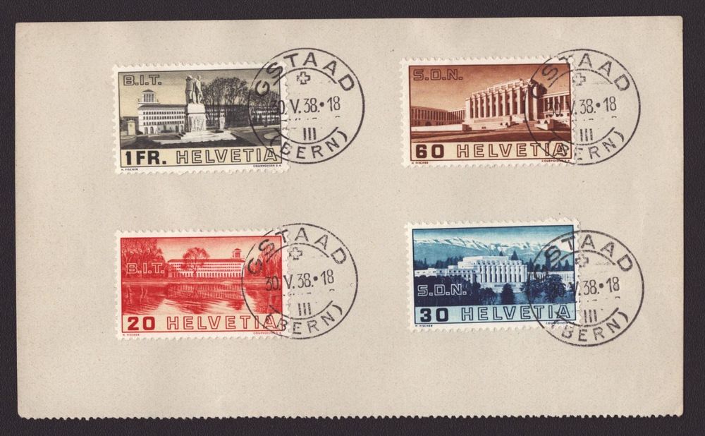 1938 Série 211 - 214 oblitération GSTAAD sur fragment (D'occasion) à ...