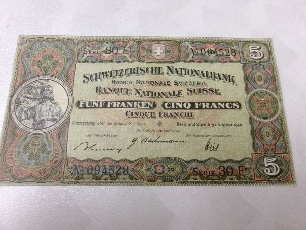 Alte Schweizer Banknoten 5 -100 Franken wie Neu | Kaufen auf Ricardo
