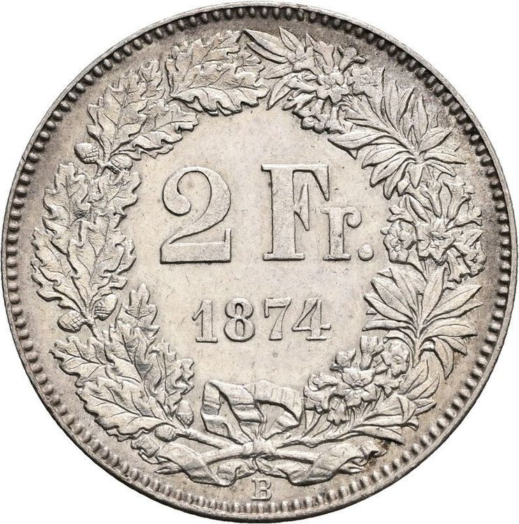 Belle pièce de 2 francs suisses 1874 en Argent Tres Rare Top | Kaufen auf Ricardo