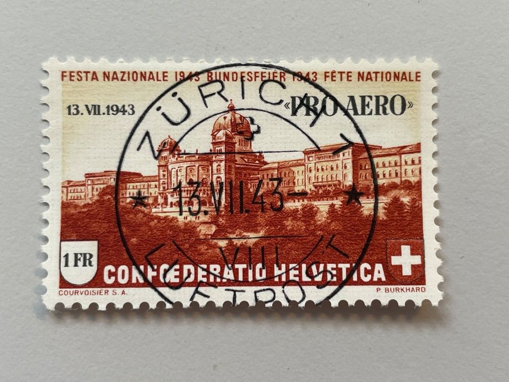 1943 Pro Aero ZNr. F36, Voll-ET-O, Zürich VII. 43 (Gebraucht) in Küssnacht am Rigi für CHF 14 ...