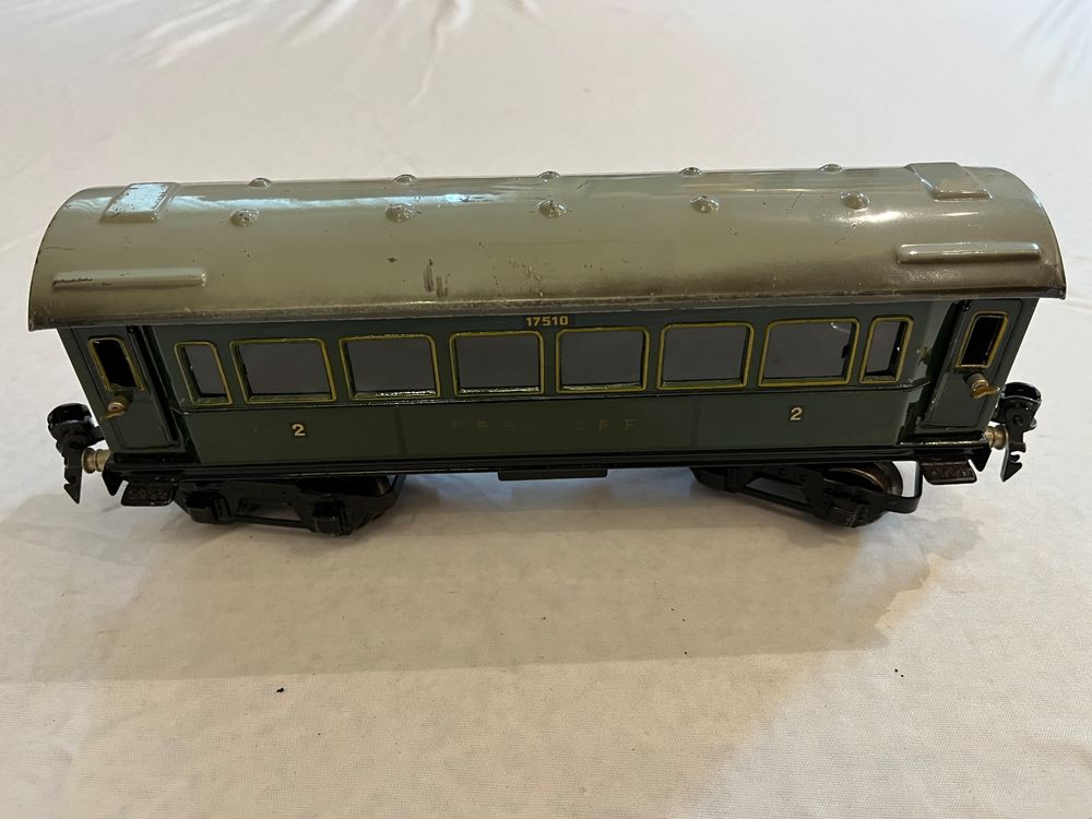 Märklin alt 1751 Personenwagen SBB grün 4achsig 17510 Spur 0 (Gebraucht ...