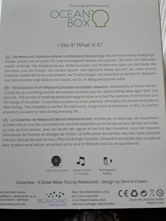 Ocean Box mit Bewegungssensor, Meeresrauschen (Neu (gemäss Beschreibung)) in Allschwil für CHF 7 ...