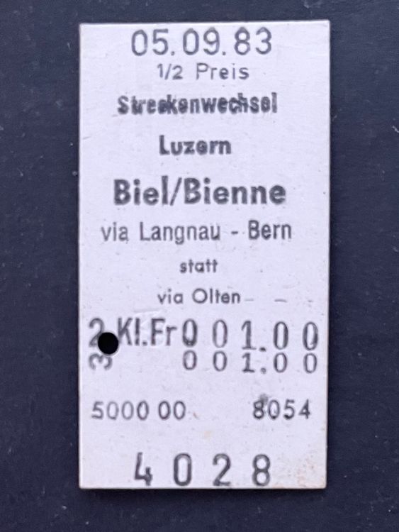 Streckenwechsel Luzern Biel/Bienne via Langnau Bern statt.. (Gebraucht) in Wabern für CHF 2 ...