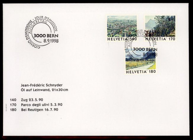 1998, FDC, Dauermarken Bilder der Schweiz (Nr. 949–951) | Kaufen auf Ricardo