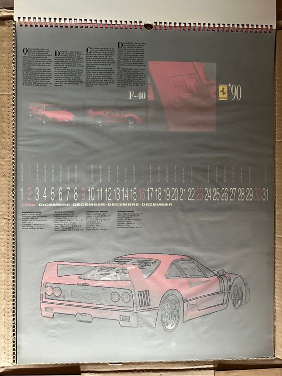 Calendrier FERRARI de 1990 (Gebraucht) in Ste-Croix für CHF 90 – mit ...