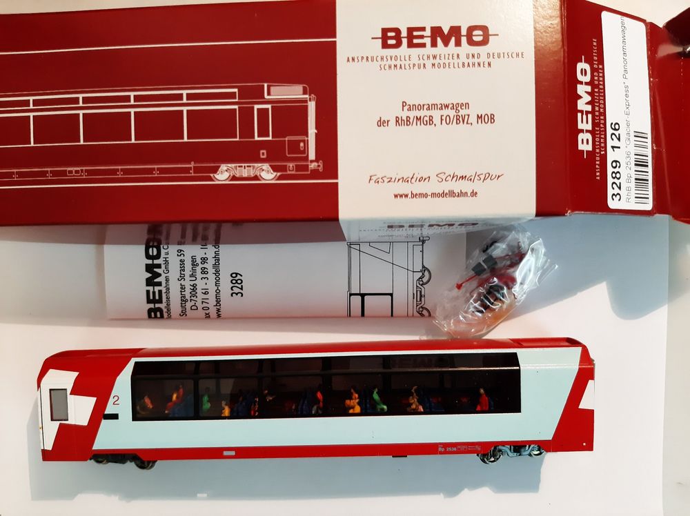 Bemo H0m 3289 126 RhB Bp 2536 Panoramawagen Glacier-Express (Gebraucht ...