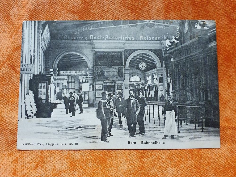 Bern Bahnhof Halle Werbung stark belebt Top AK 1907 (9) (Gebraucht) in Küttigen für CHF 25 – mit ...