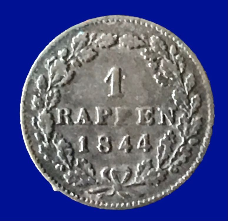 Kanton Zürich 1 Rappen Jahrgang 1844 Billon (Gebraucht) in Winterthur für CHF 15 – mit Lieferung ...