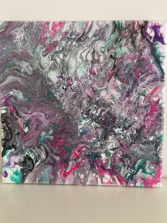 Pouring Bild auf Leinwand, 30 x 30 cm | Kaufen auf Ricardo