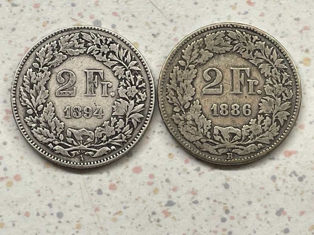 1886 + 1894 2 Franken 2 uralte Jahrgänge !! rar (Gebraucht) in Winterthur für CHF 13 – mit ...