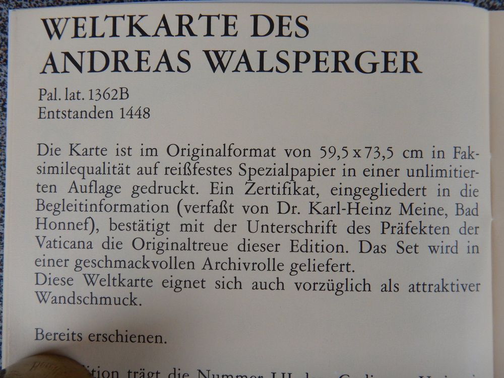 Antike Weltkarte des Andreas Walsperger - 1448 (Faksimile) | Kaufen auf ...