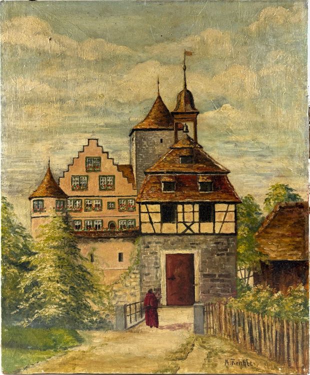 Antike Gemälde Idyllische Burg im Sommer signiert, (Gebraucht) in Neuhausen am Rheinfall für CHF ...