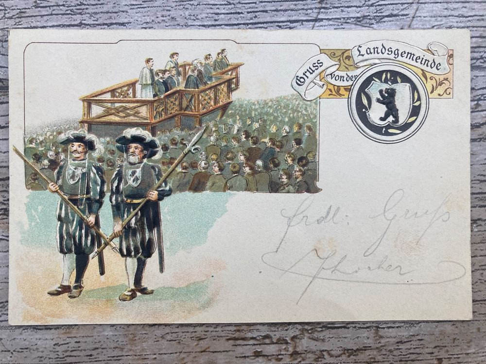 Postkarte „Gruss von der Landsgemeinde“, gelaufen 1900 | Kaufen auf Ricardo