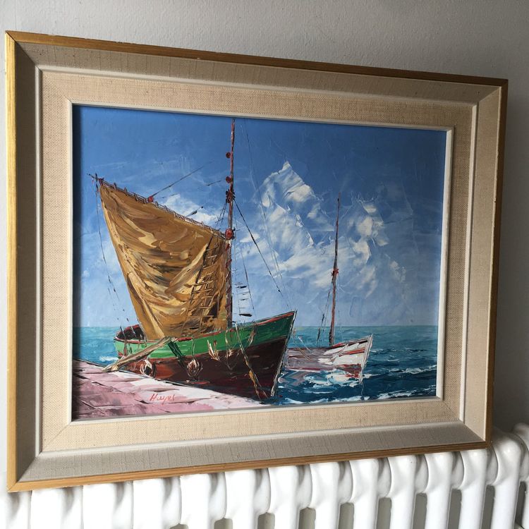 Ein schönes Boot mit sonnigem Meer Bild Signiert (Gebraucht) in Zürich für CHF 65 – nur Abholung ...