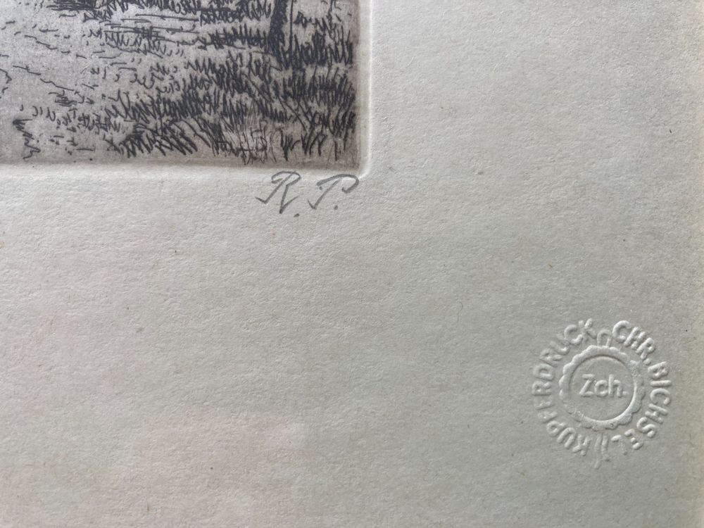 RADIERUNG Kupferradierung Bauernhaus in überf. Goldrahmen (Gebraucht) in Subingen für CHF 24 ...