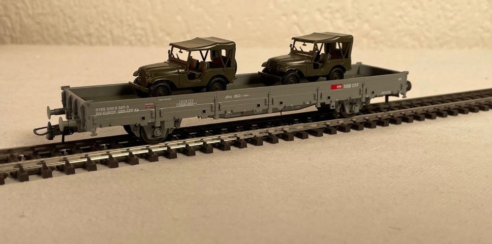 Roco 67484 - SBB Ks wagon à ranchers avec deux armées Jeep | Kaufen auf ...