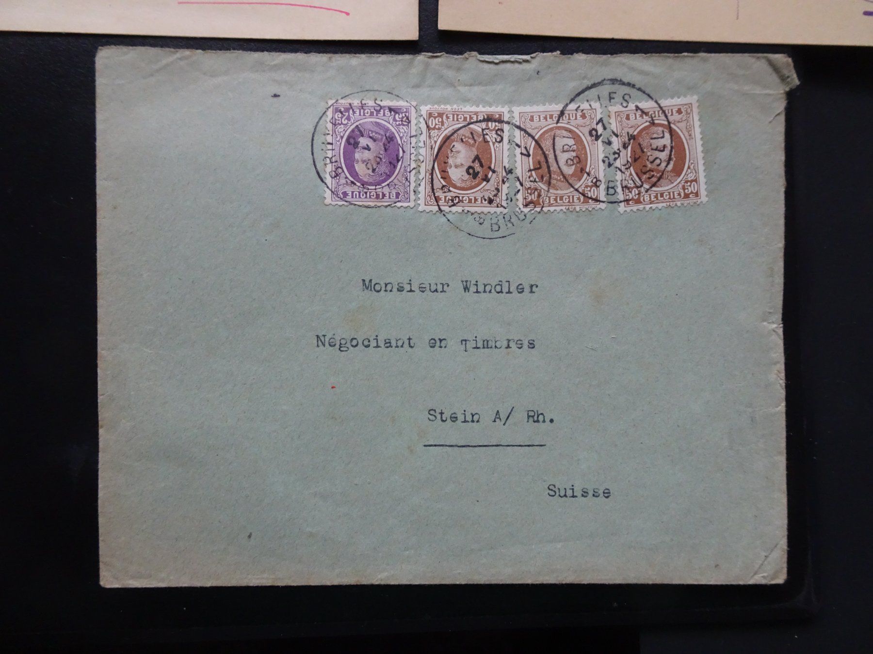 B E L G I E N, Brief und 2 Postkarten, 1892 - 1927 (Gebraucht) in Stäfa ...