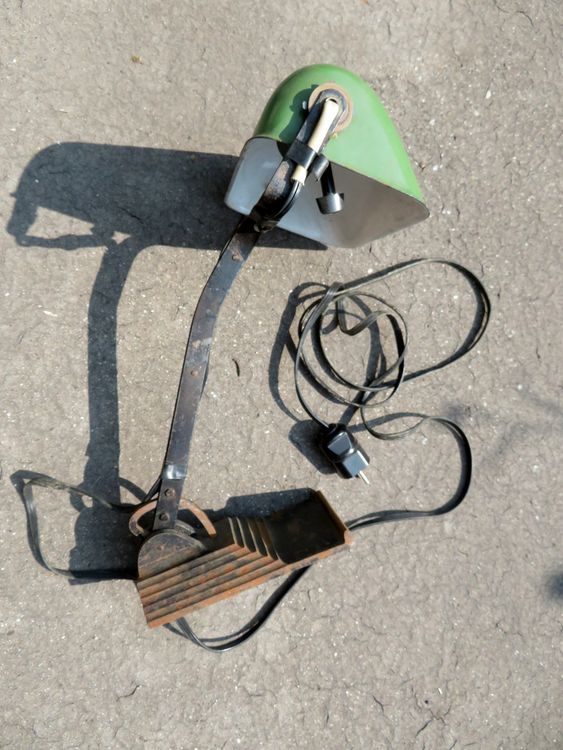 Vintage Lampe, Bankerlampe; Emaille Art Deco, wie Horax? (Defekt) in ...