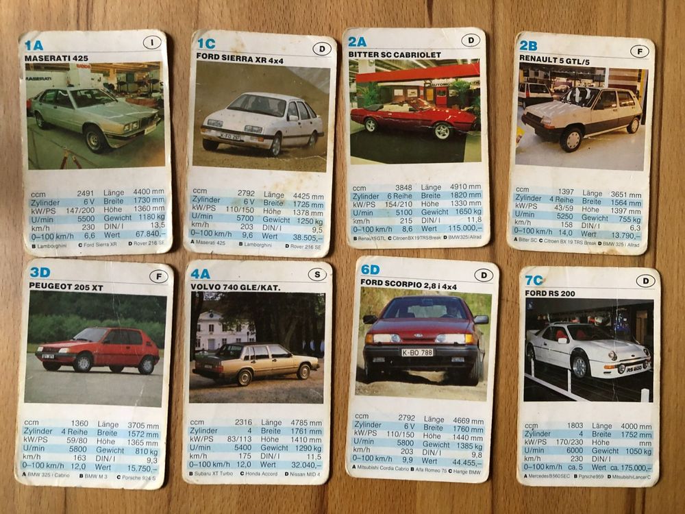 Autos Quartett 8 Karten Alt | Kaufen auf Ricardo