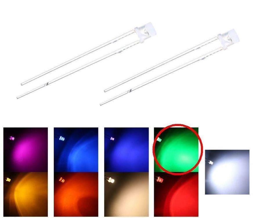 Rechteck-LED 2x5x7mm klar/grün, 10 Stück (Neu (gemäss Beschreibung)) in ...