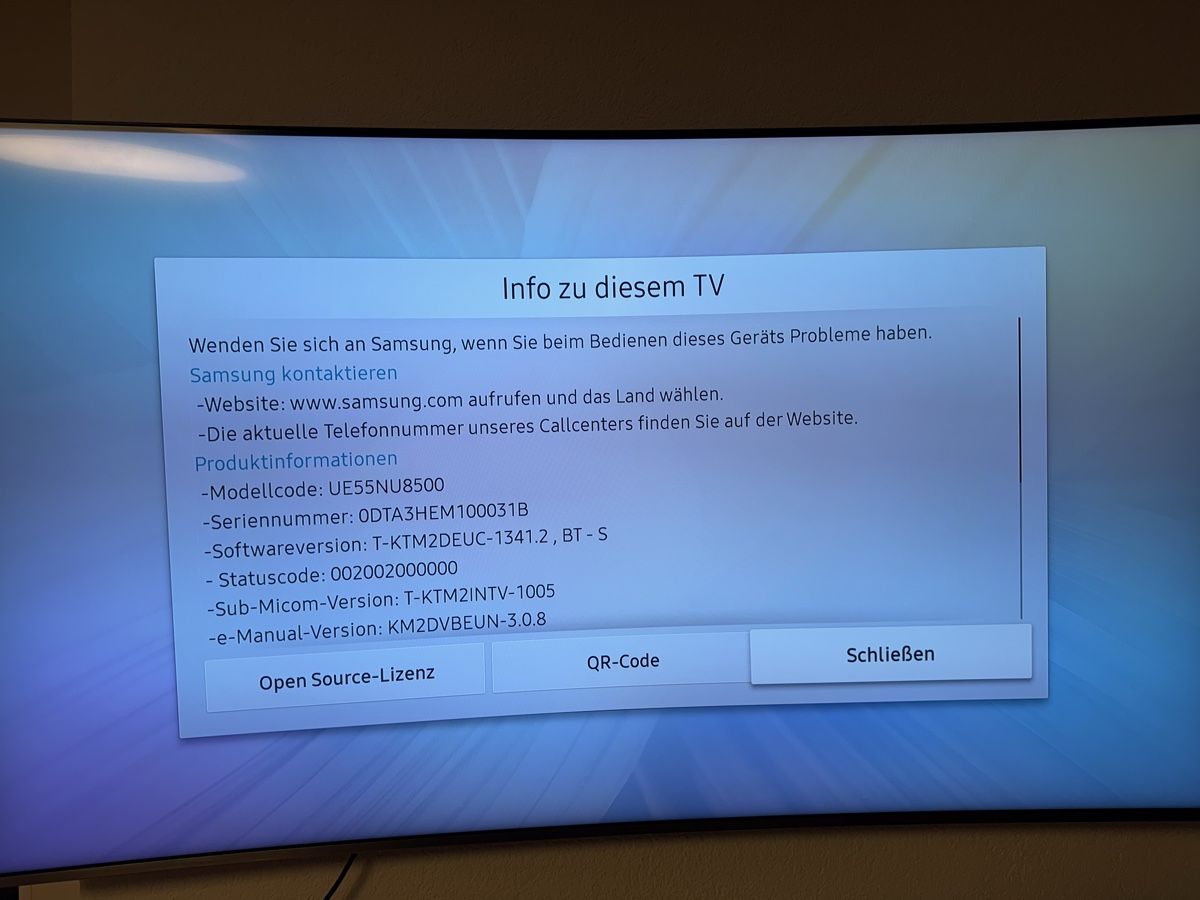 Samsung Curved TV 55 Zoll UE55NU8500 - Top Zustand! (Gebraucht) in ...