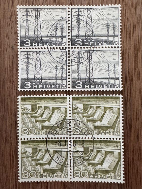 Nr. 297, 303 je Viererblock, 3 Rp mit Stempel Schweiz. PTT- (Gebraucht) in Jegenstorf für CHF 2 ...