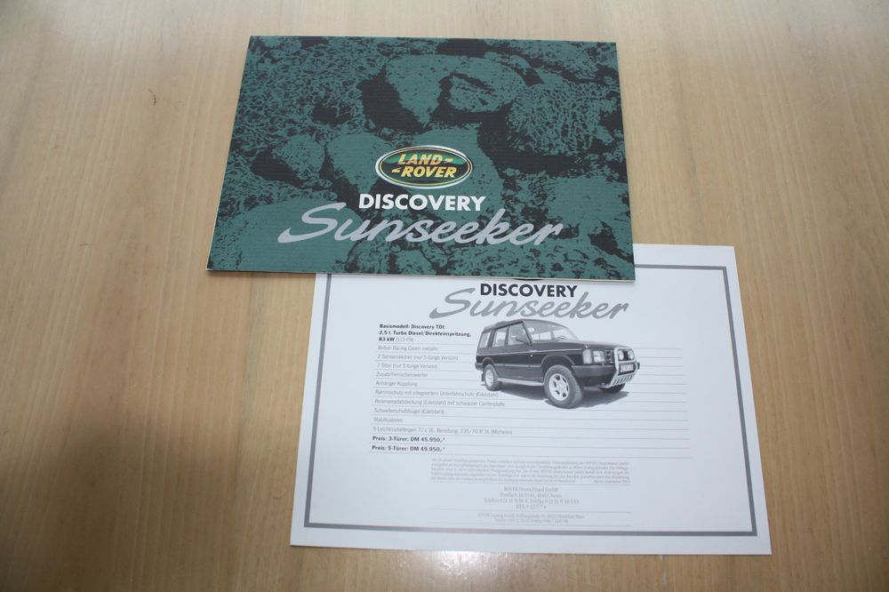 Land Rover Discovery Sunseeker Prospekt mit Preisen 6/1993 | Kaufen auf ...