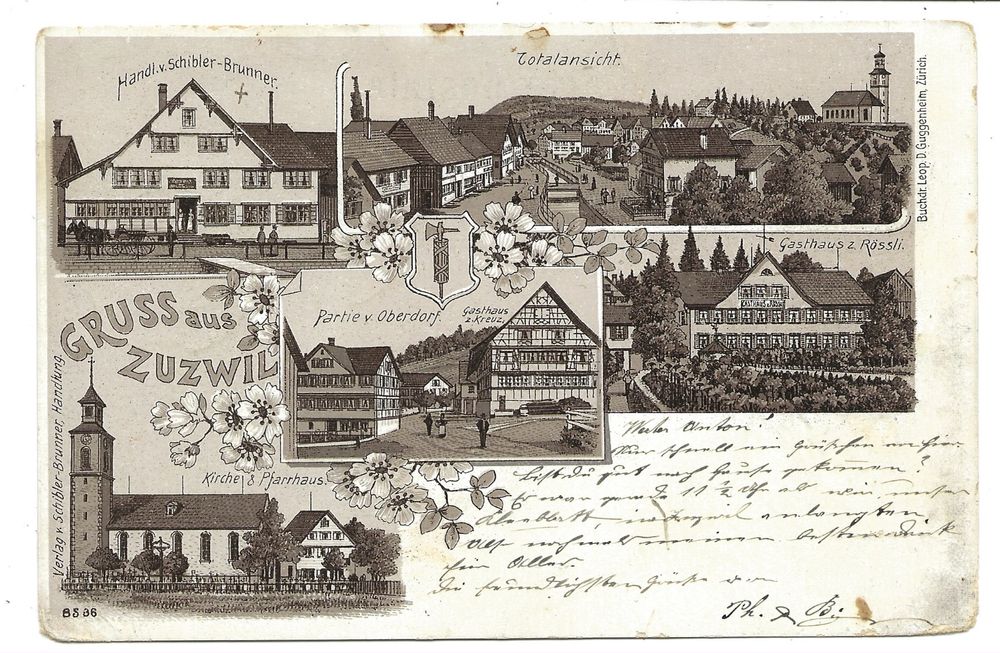 Gruss aus Zuzwil (SG) Gasthaus Rössli - Oberdorf Litho 1904 (Gebraucht) in Engelburg für CHF 34. ...