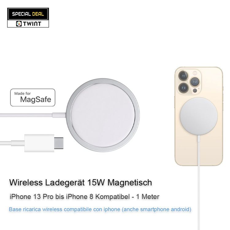 Ladegerät wireless für Iphone Magsafe 15W und Android | Kaufen auf Ricardo