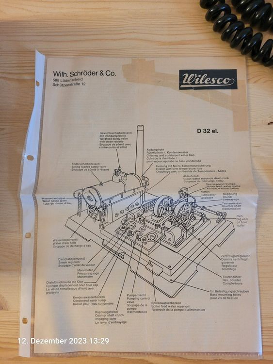 Alte Wilesco D32 el Schwere Dampfmaschine elektrisch beheizt (Gebraucht) in Solothurn für CHF ...