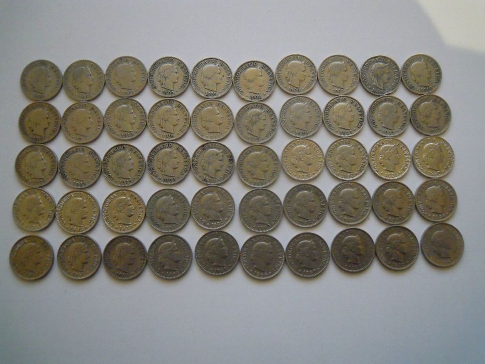 50 x 5 Rp. ab 1882 alles verschieden Jahrgänge (Gebraucht) in Kriegstetten für CHF 7.5 – mit ...