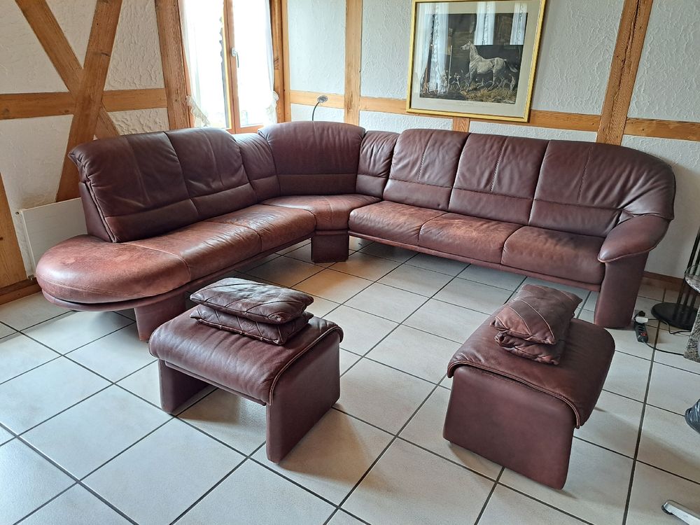 Grosses Ecksofa Leder Sofa Wohnlandschaft Braun GRP (Gebraucht) in ...