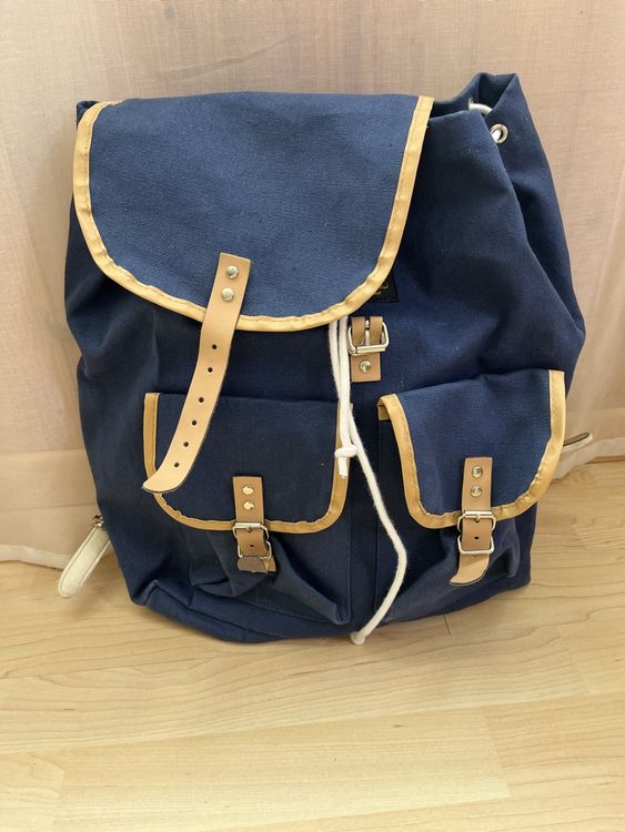 Robuster Vintage, Retro Stoff Rucksack mit Lederriemen | Kaufen auf Ricardo