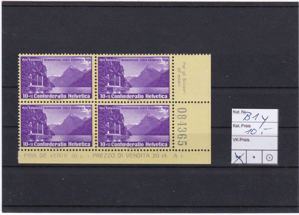 Viererblock Pro Patria B1y, ungestemp.** | Kaufen auf Ricardo