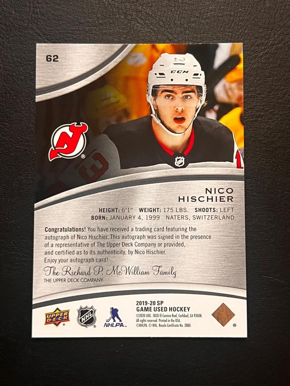 Nico Hischier 2019 SPGU /5 New Jersey Devils (Neu (gemäss Beschreibung ...